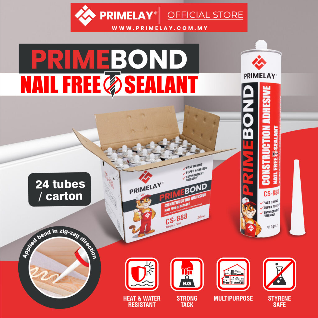 Construction Adhesive Sealant Glue - 410gm x 24 Tubes - Primelay.com
