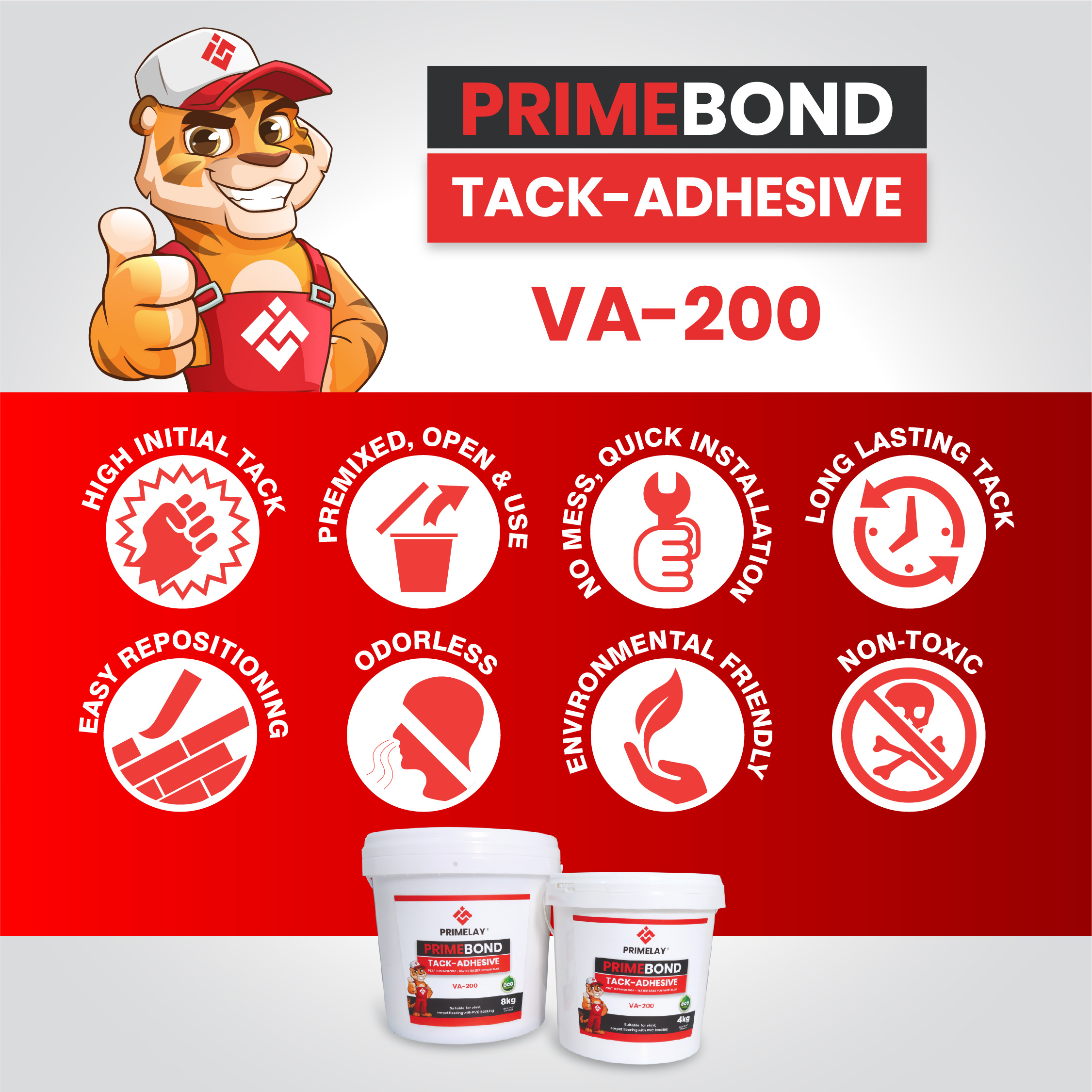 Construction Adhesive Vinyl Glue VA 200 - 4kg - Primelay.com